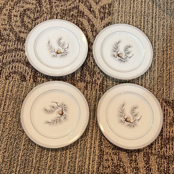 Dining | Vintage Kent China Silver Pine Set Of 4 Plates | Poshmark